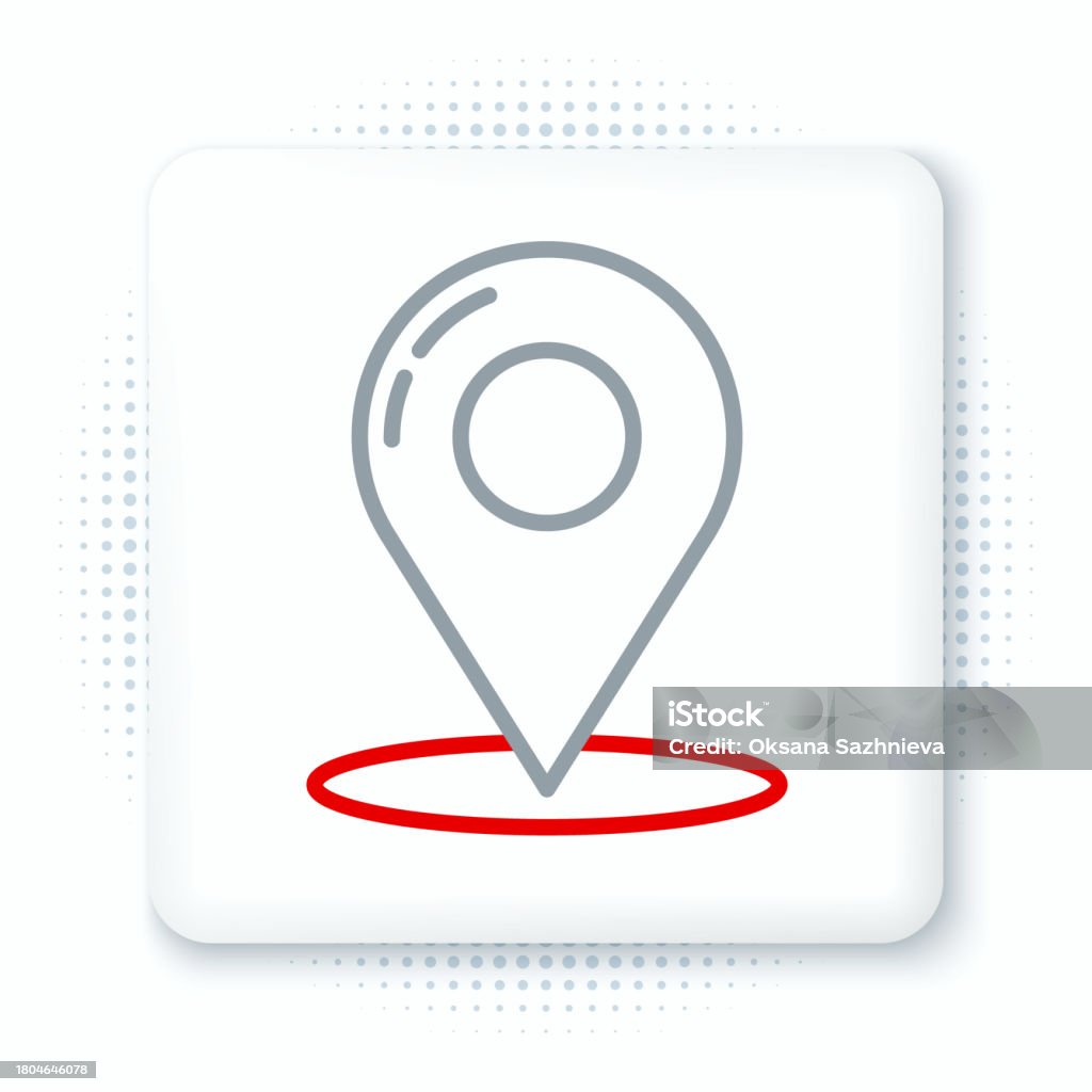 Line Map Pin Icon Isolated On White Background Navigation Pointer