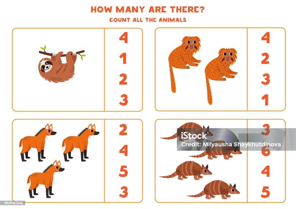 Count All South American Animals And Circle The Correct Answers Stock ... Count All South American Animals And Circle The Correct Answers Stock ...