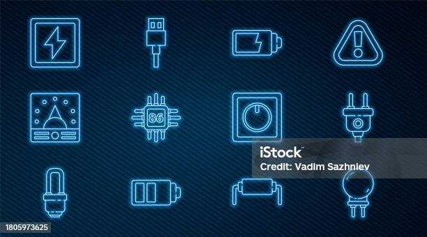 Set Line Light Emitting Diode Battery Charge Level Indicator Processor
