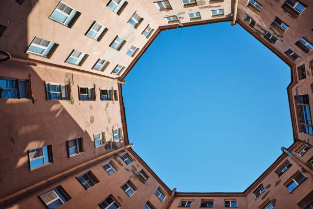 Free Stock Photo of View From the Bottom of a Building Looking Up Into ...
