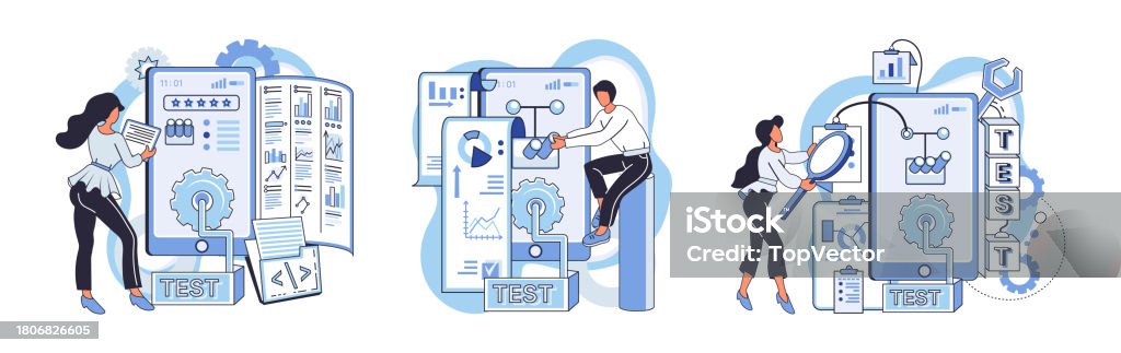 Application Testing Metaphor Vector Software Testing Sweep That Keeps Software Environment