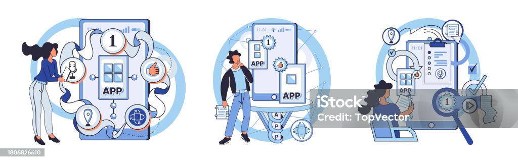 Application Testing Metaphor Vector Application Testing Safety Check Ensuring Glitchfree User