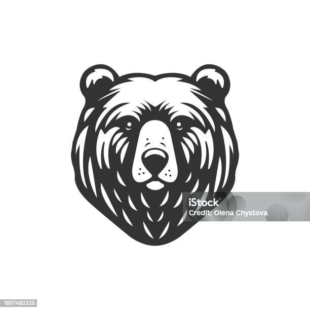 Vecteur Dours Ours Noir Sur Fond Blanc Logo Emblème Icône Signe