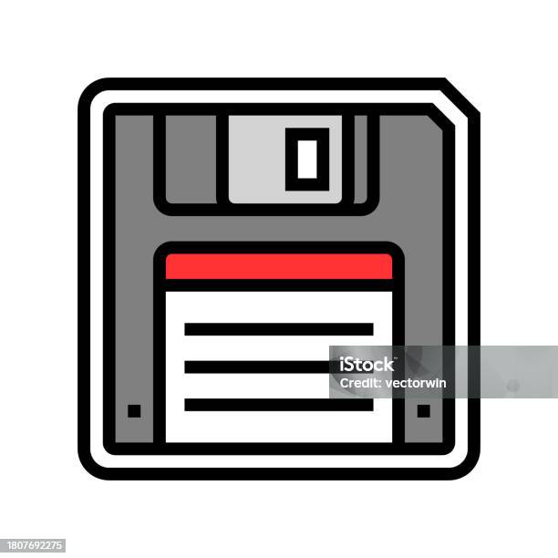 Floppy Disk Saving Loading Data Color Icon Vector Illustration Stock