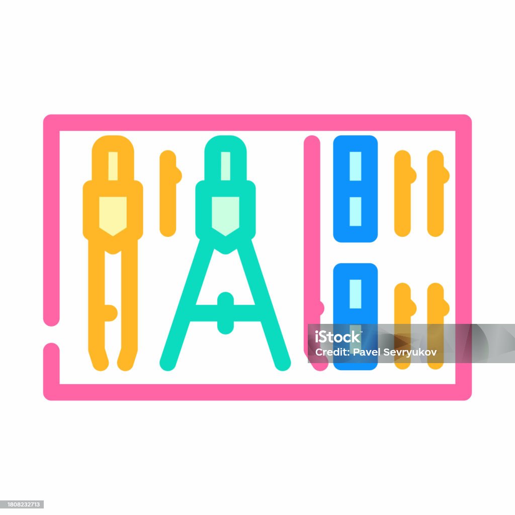 Drafting Tools Architectural Drafter Color Icon Vector Illustration Stock Illustration