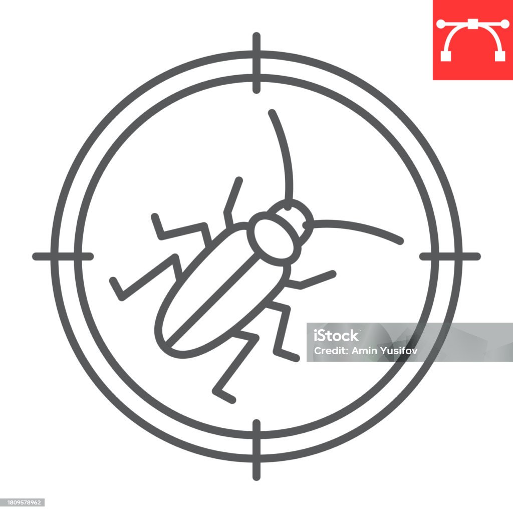 Cockroach Target Line Icon Stock Illustration Download Image Now