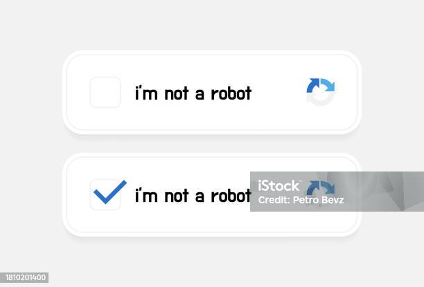 Captcha Verification Button With A Confirmation That You Are Not A