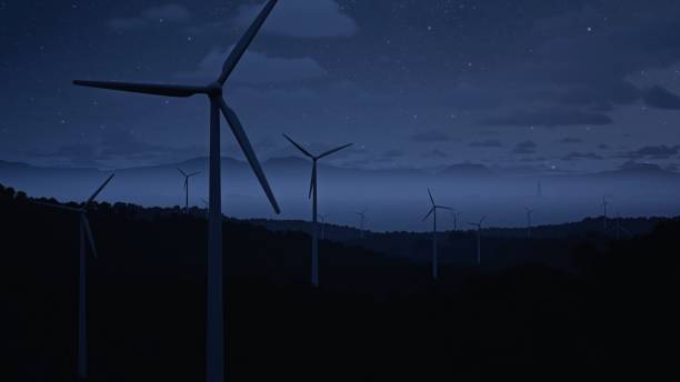 Free Stock Photo of Wind Turbine Illuminating Field at Night | Download ...