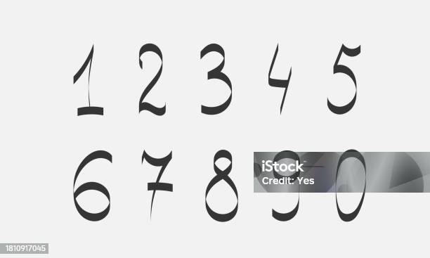 Hand Drawn Number Set Calligraphy Vector Stock Illustration Download