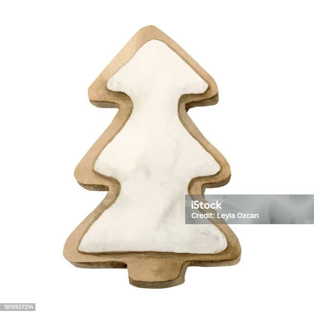 Pohon Natal Roti Jahe Kue Natal Tradisional Ilustrasi Cat Air