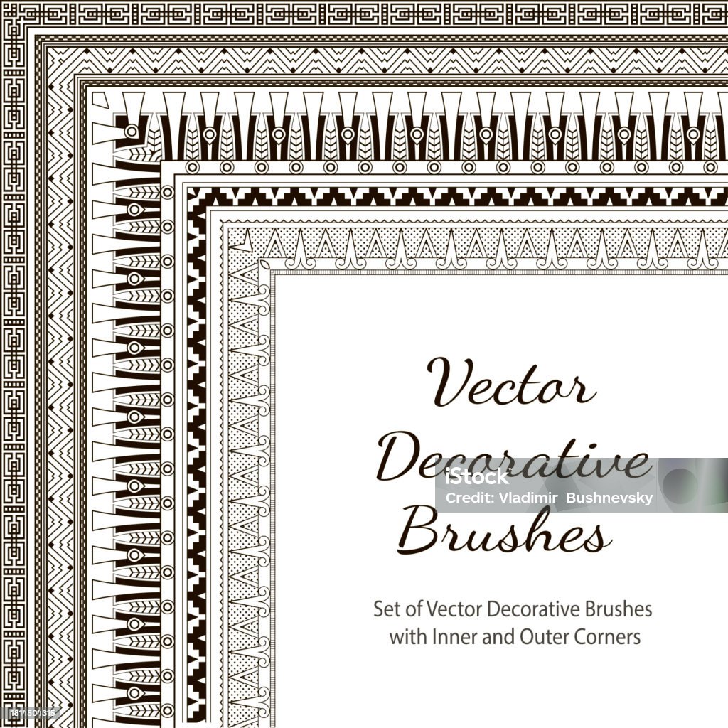Decorative Vector Brushes With Inner And Outer Corner Stock