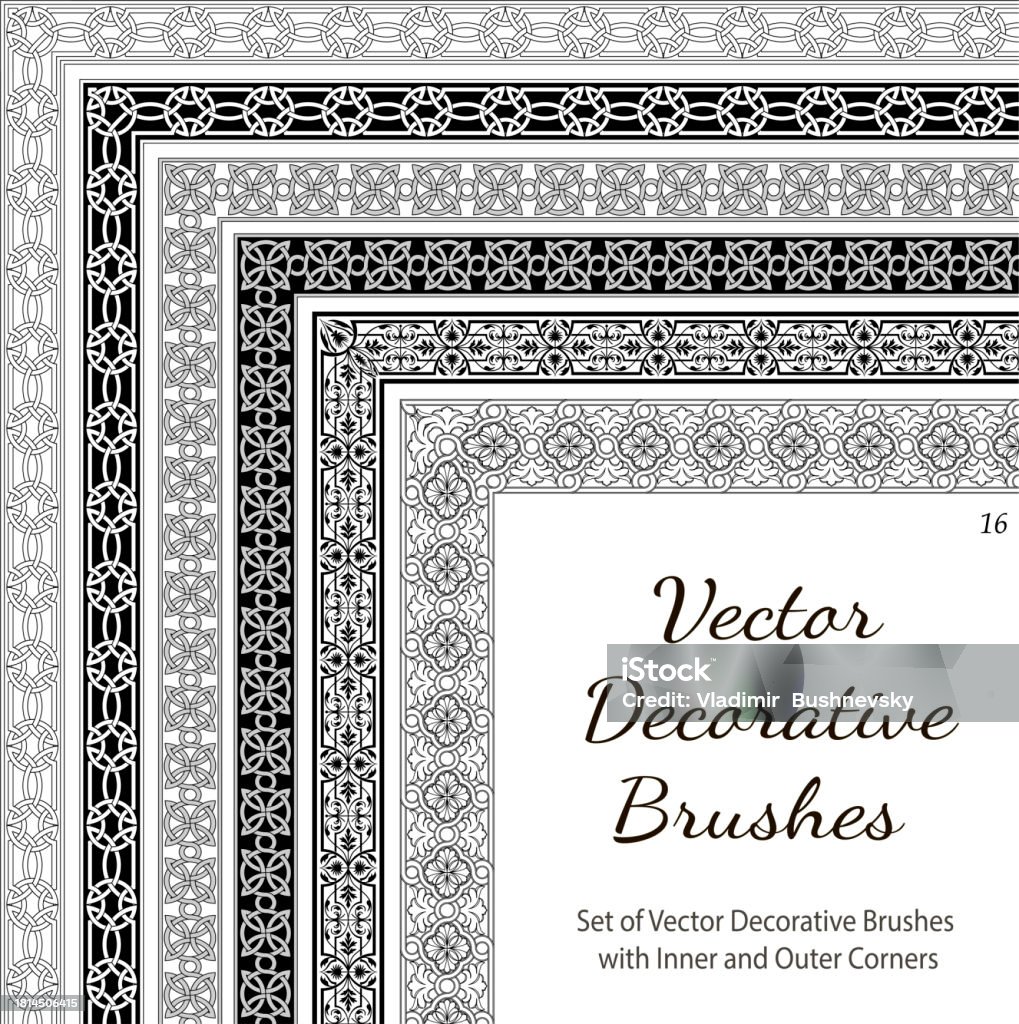 Decorative Vector Brushes With Inner And Outer Corner Stock