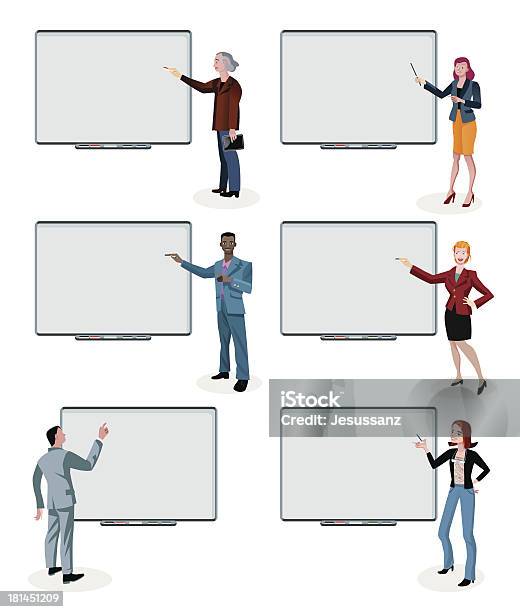 Business People And Empty Interactive Whiteboards Stock Illustration