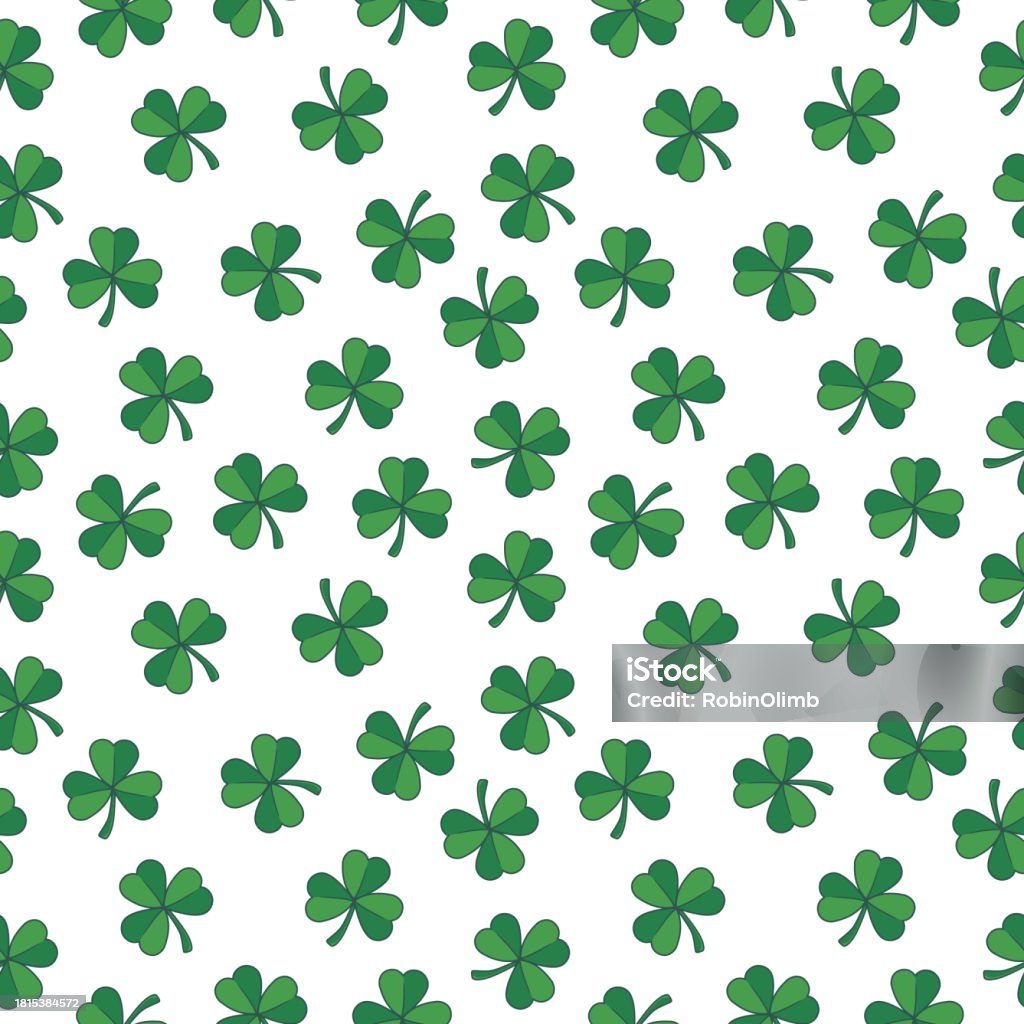 Small Green Clover Leaves Seamless Pattern Stock Illustration