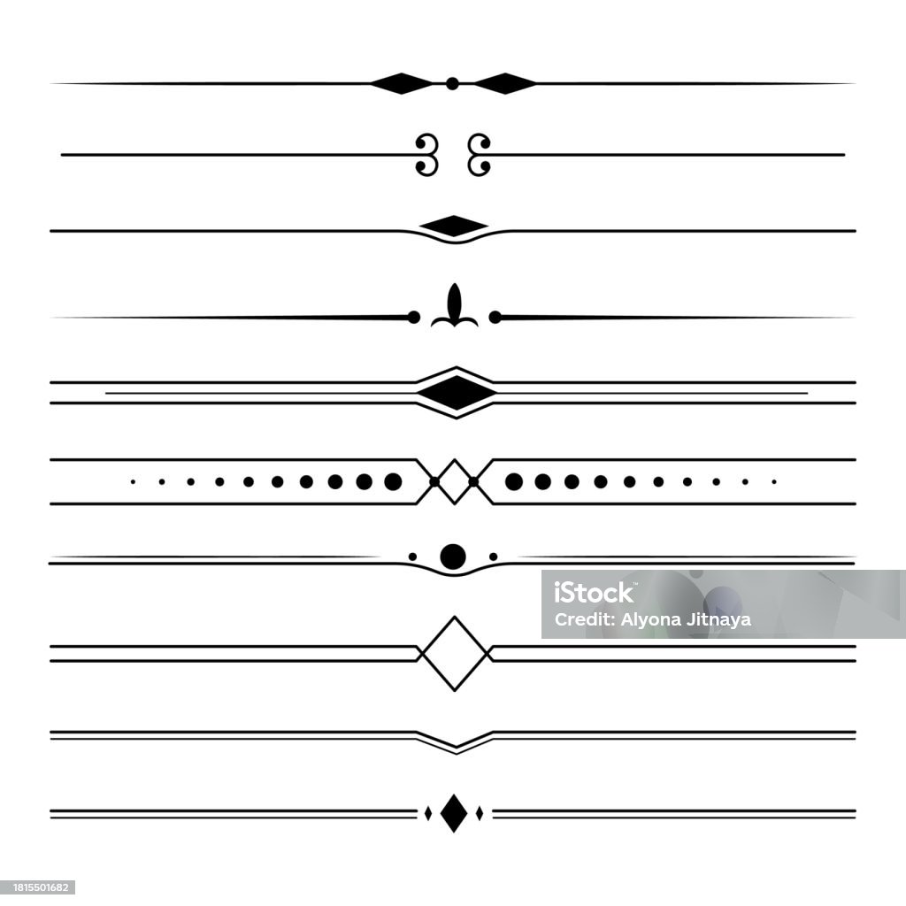 Text Devider Set Line Minimal Separators Elegant Doodlle Borders Decorative Elements Isolated On