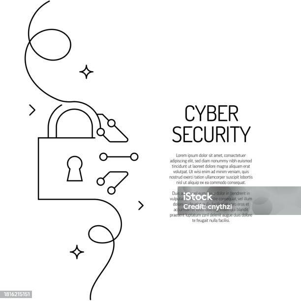 Dessin Au Trait Continu De Licône De Cybersécurité Illustration