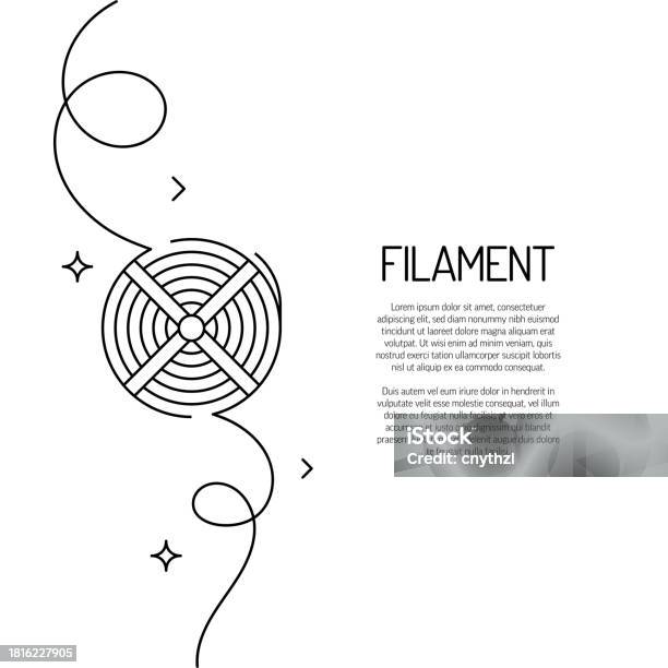 Dessin Au Trait Continu De Licône De Filament Dimprimante 3d