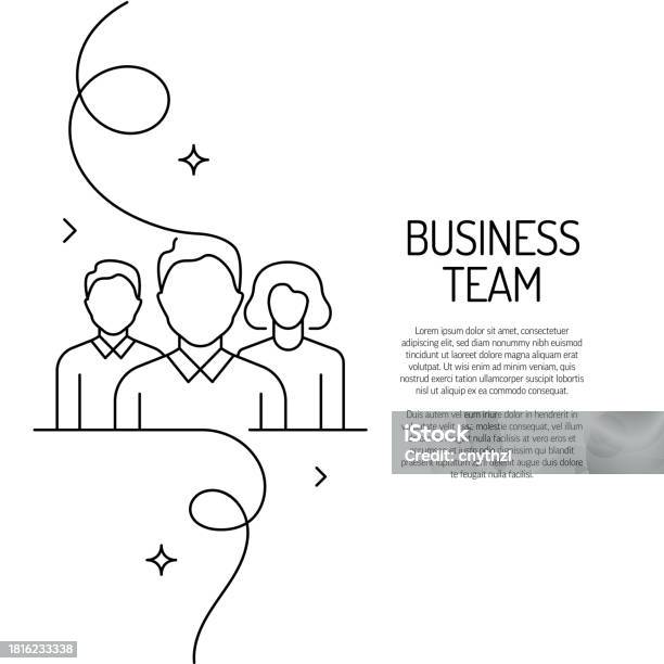 Dessin Au Trait Continu De Licône De Léquipe Commerciale Illustration