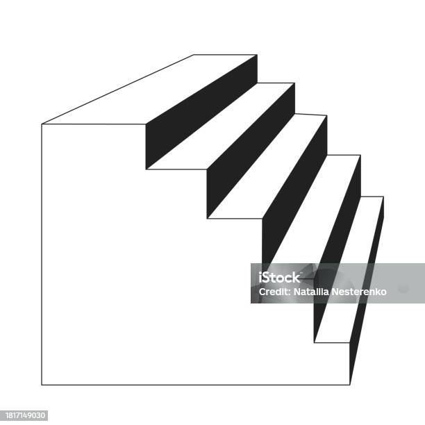 Stairs Structure Black And White 2d Cartoon Object Stock Illustration