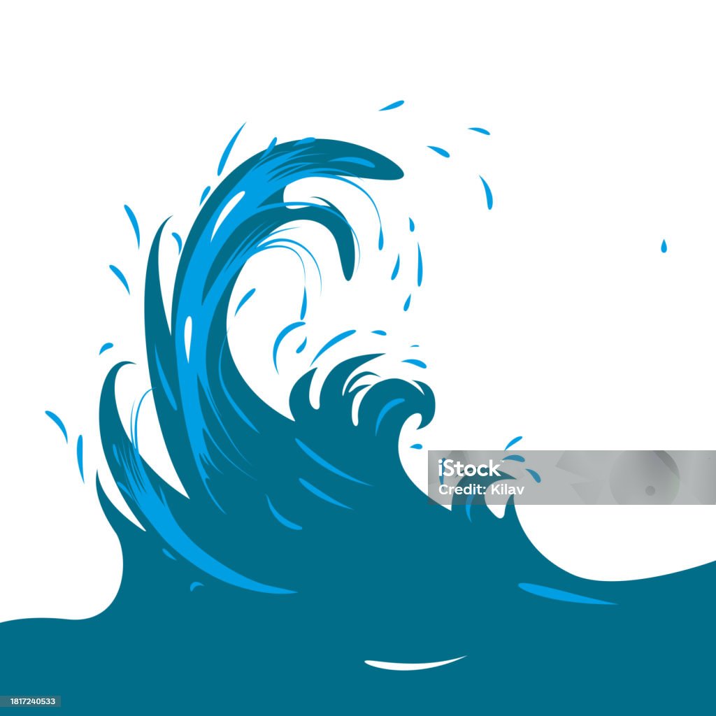 Vetores De Ondas Do Mar Ondas Do Oceano Azul Com Espuma Branca No Vetor