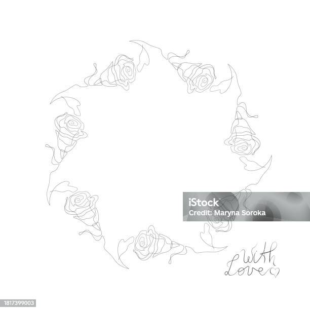 Ligne Dart De Silhouette Florale Fleurs Dans Le Style De Dessin Au