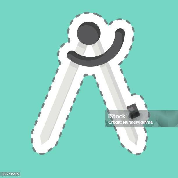 Garis Stiker Memotong Kompas Terkait Dengan Simbol Pertukangan Desain