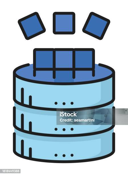Data Server Color Icon Database Storage Network Stock Illustration