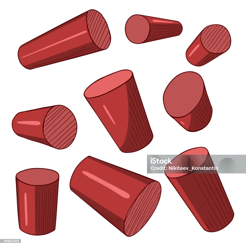 Vector Set Of Cartoon Red Cylinders Stock Illustration Download Image