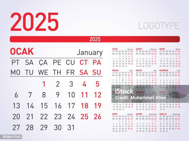 Turkce Takvim 2025 Yeni Yil Translation Turkish Calendar 2025 Year Stok ... Turkce Takvim 2025 Yeni Yil Translation Turkish Calendar 2025 Year Stok ...