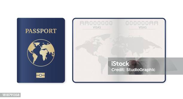 Couverture De Passeport Avec Carte Pages De Passeport Passeport 3d