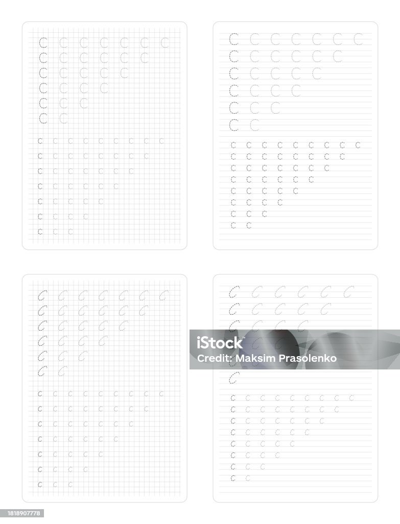 Lettre C Conception De Lalphabet Anglais De Trace Majuscule Minuscule