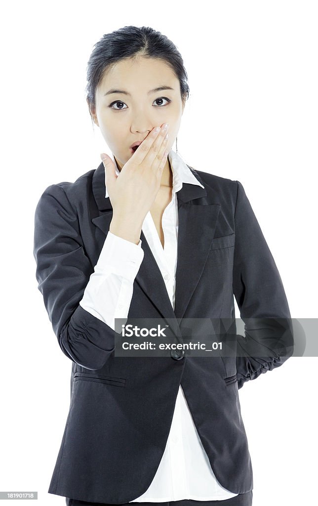 Wanita Bisnis Asia Yang Menarik Terisolasi Dengan Latar Belakang Putih