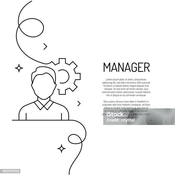 Dessin Au Trait Continu De Licône Du Gestionnaire Illustration