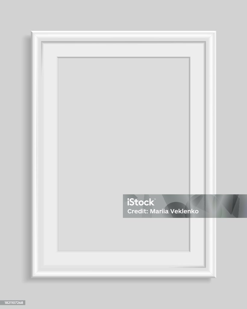 Bingkai Foto Putih Kosong Vertikal Realistis Ilustrasi Stok Unduh