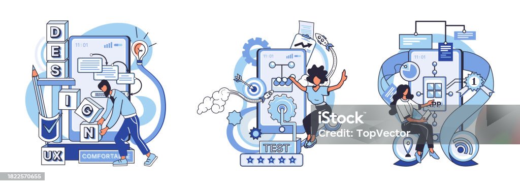 Application Testing Metaphor Vector App Test Testing Ground For New Features And Functionalities