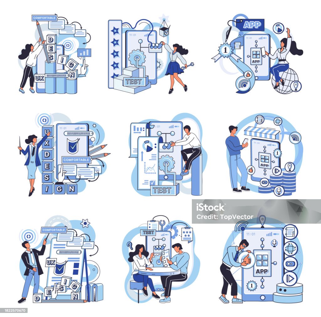 Application Testing Metaphor Vector Application Testing Diagnostic Procedure For Softwares