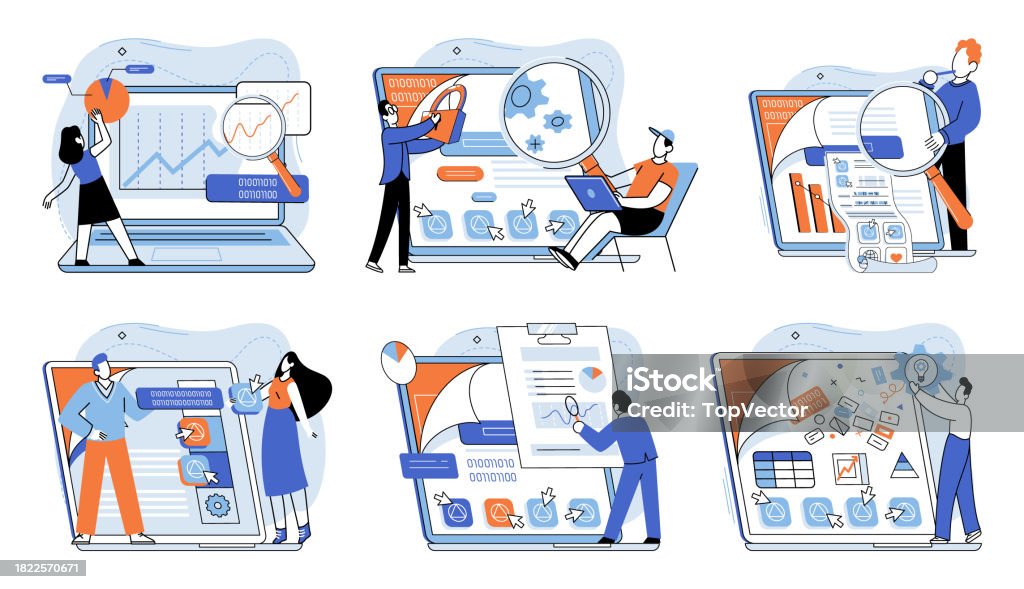 Application Testing Metaphor Vector Application Testing Refining Process That Ensures Smooth