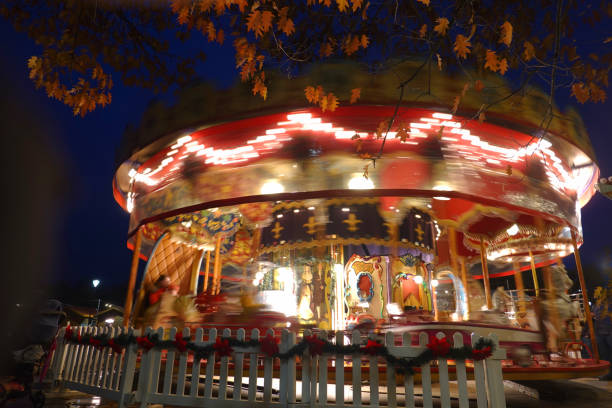 Free Stock Photo of Merry-Go-Round Illuminated at Night | Download Free ...