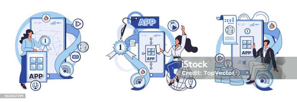 Application Testing Metaphor Vector Application Testing Detector Identifying Glitches For