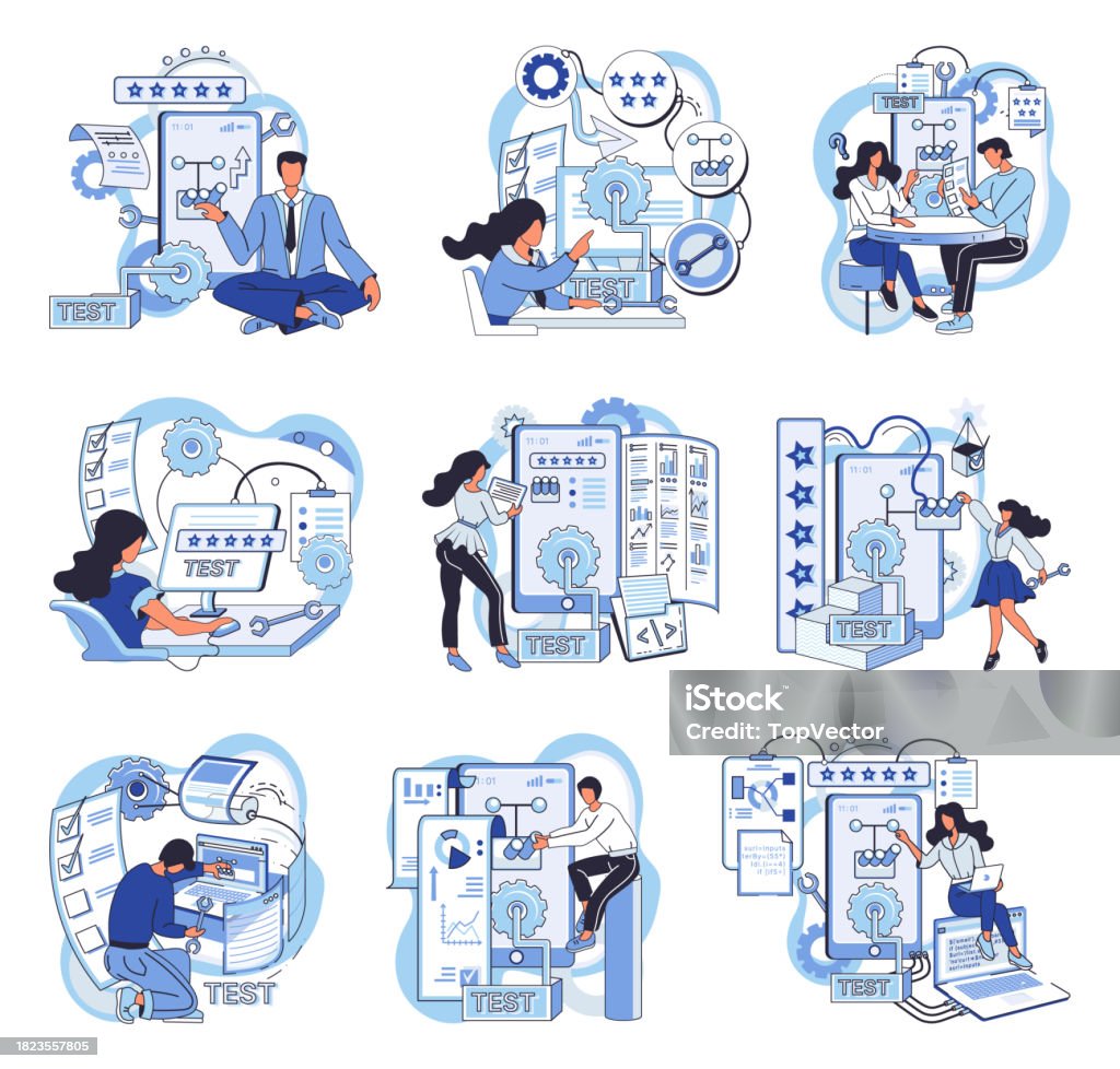 Application Testing Metaphor Vector App Test Sandbox For Validating Apps Functionality Software