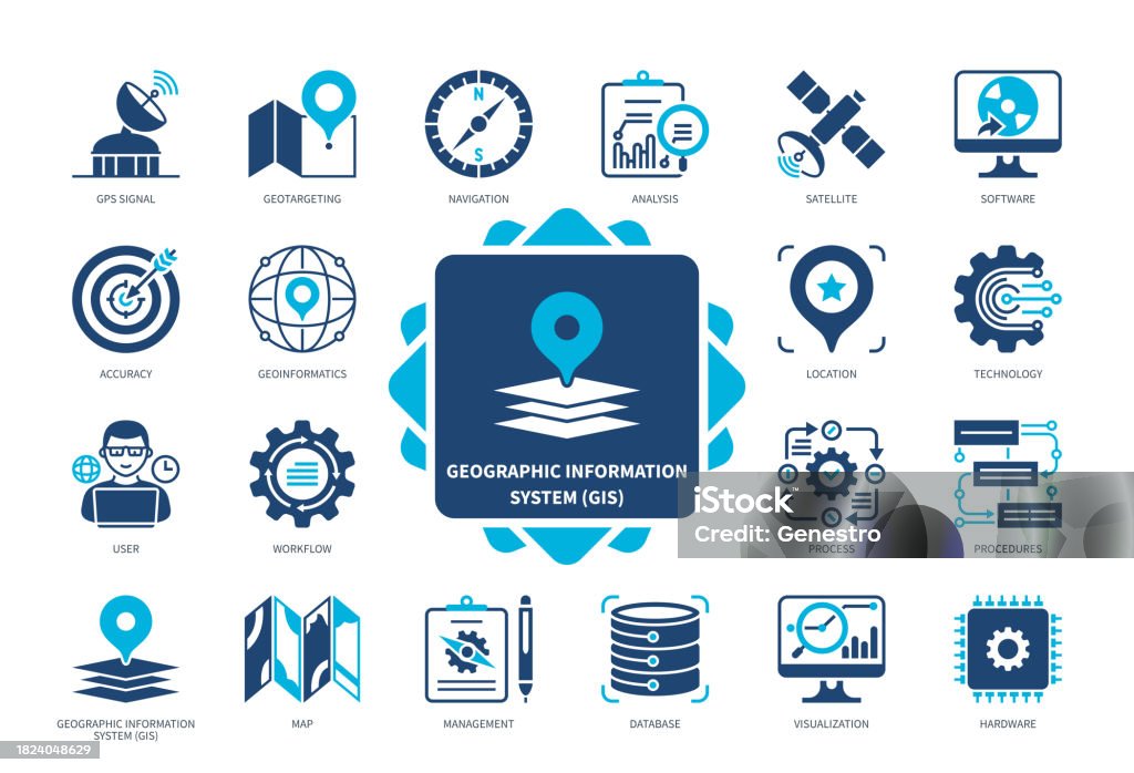 Geographic Information System Solid Icon Set Stock Illustration ... Geographic Information System Solid Icon Set Stock Illustration ...