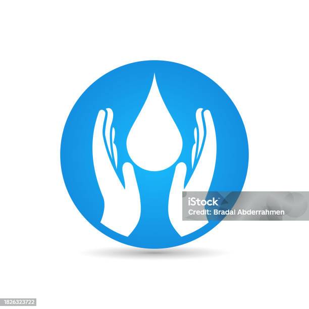 Hands Holding Water Drop Icon Water Conservation Save Water Vector Icon