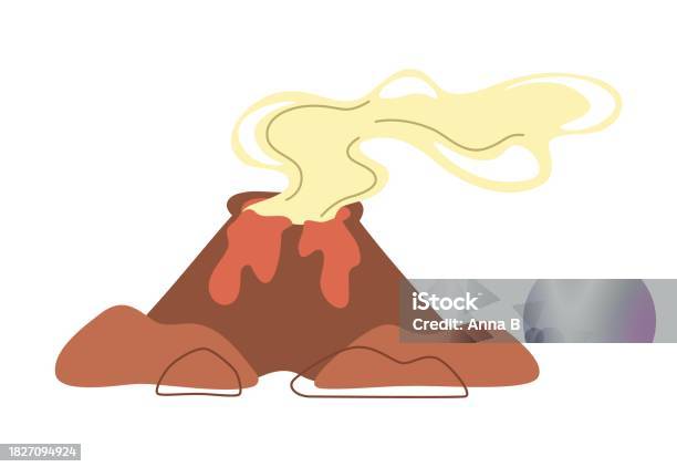 Gunung Berapi Aktif Dan Tidak Aktif Ilustrasi Vektor Dalam Gaya Kartun