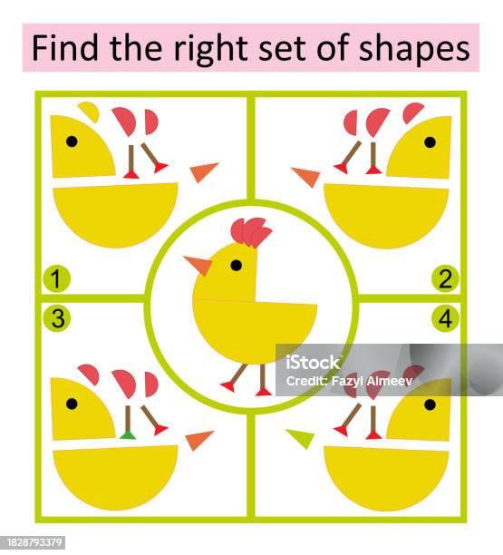 Puzzle Logique Pour Les Enfants Trouvez Le Bon Ensemble De Poussin De
