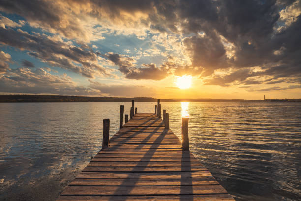 Free picture: sunspot, pier, harbor, sunset, seaside, sunlight, bright ...