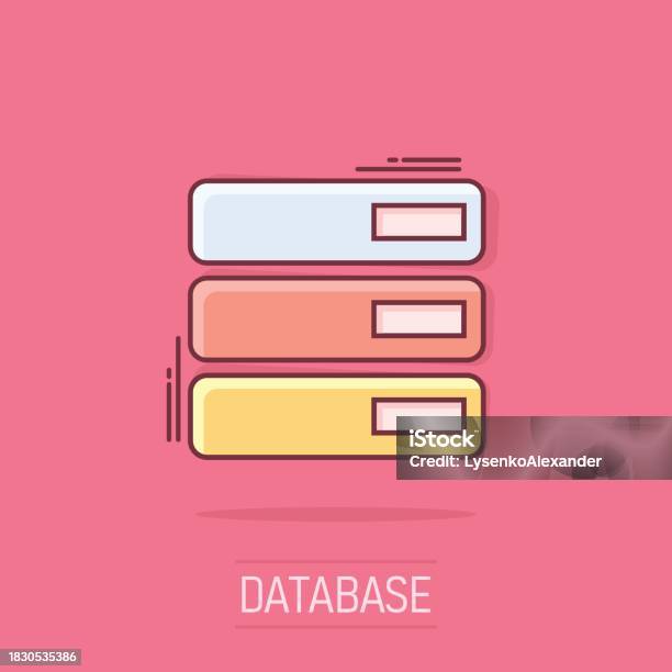 Database Kartun Vektor Ikon Server Dalam Gaya Komik Ilustrasi Tanda