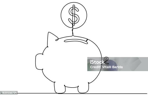 Tirelire Avec Des Pièces De Monnaie Tombant En Continu Un Dessin Au