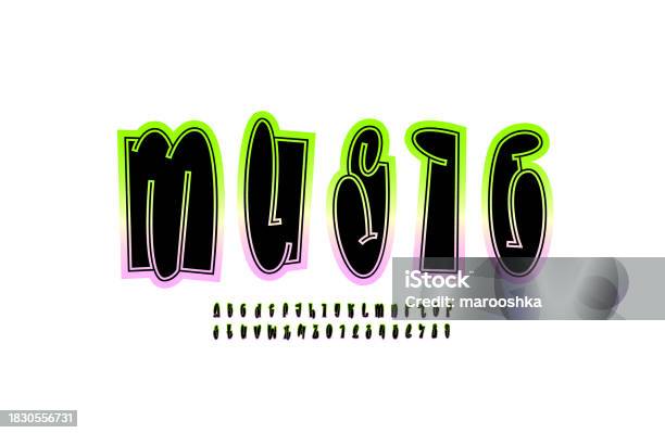 Font Panjang Grafiti Alfabet Komik Dalam Gaya Kartun Huruf Kecil Dan