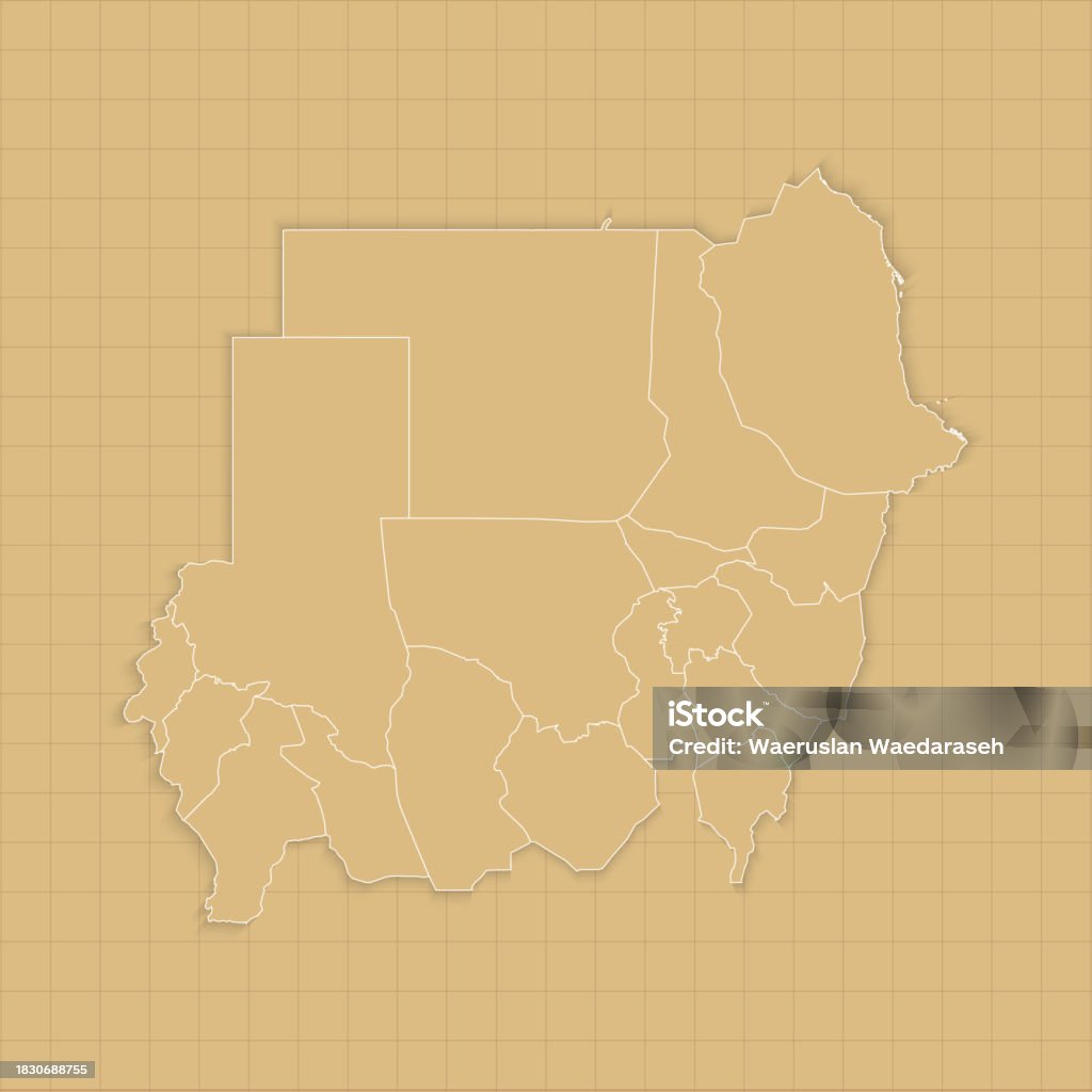Sudan Map Vector Template With White Outline Graphic Sketch And Old