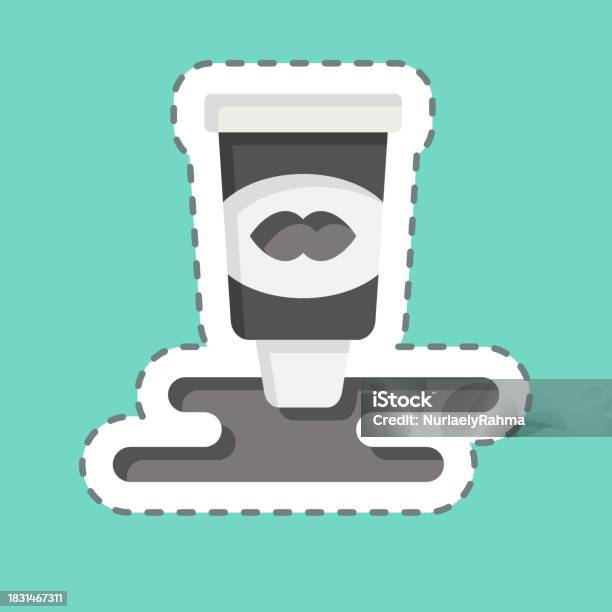 Garis Stiker Memotong Lip Gloss Terkait Dengan Simbol Kosmetik Desain